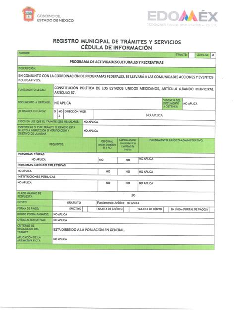 Programa De Actividades Culturales Y Recreativas Pdf