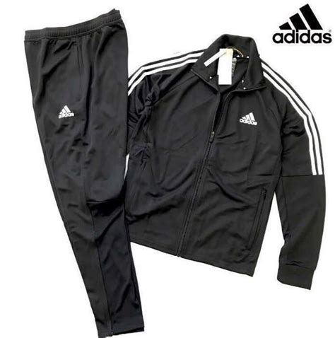 【未使用】 008新品【メンズl】 黒ブラック Adidas アディダス 上下セット ジャージ セットアップ スリーライン オールシーズン