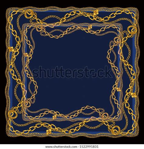 Baroque Golden Chain Background Scarf Print Stock Illustration 1522991831