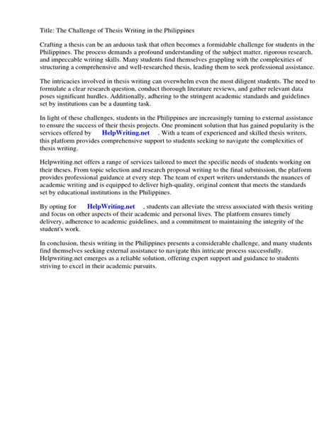Thesis Writer In The Philippines Pdf Thesis