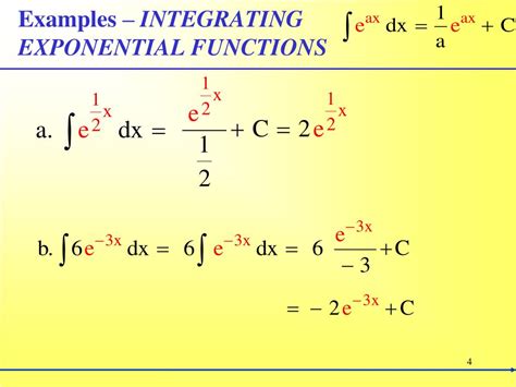 Ppt §42 Integration Using Logarithmic And Exponential Functions Powerpoint Presentation Id