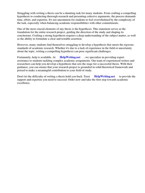 Essay Hypothesis Example Pdf
