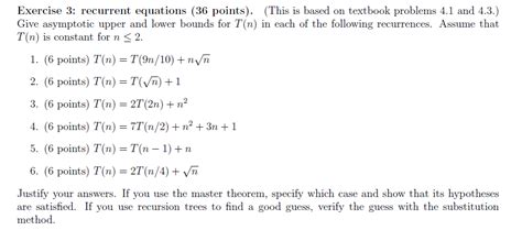 solved exercise 3 recurrent equations 36 points this is