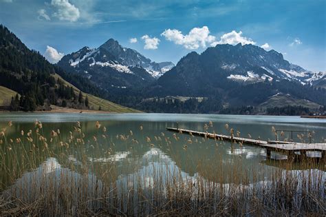 壁紙、スイス、山、湖、schwarzsee、アルプス山脈、自然、ダウンロード、写真