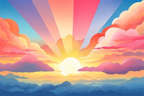 Sunset Over The Clouds Illustration Of A Beautiful Sunset Stock