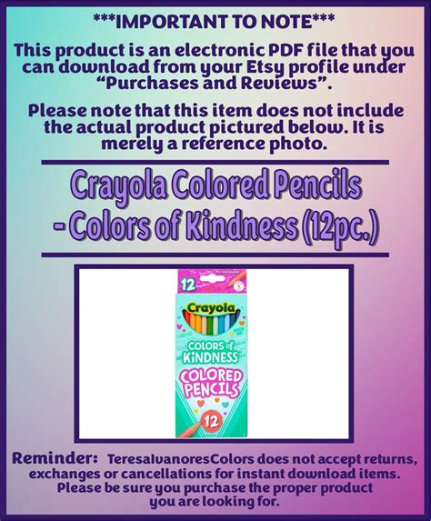 Swatch Form Crayola Colored Pencils Colors Of Kindness Etsy