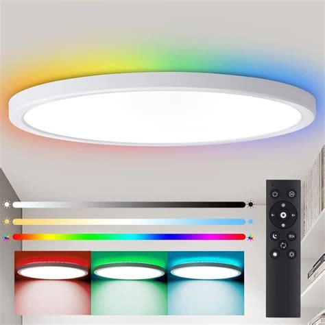 Plafonnier Led À Intensité Variable Avec Télécommande W Plafonnier Rgb Changement De Couleur