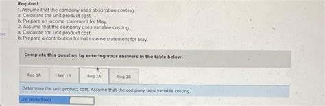 Solved Problem 6 20 Static Variable And Absorption Costing
