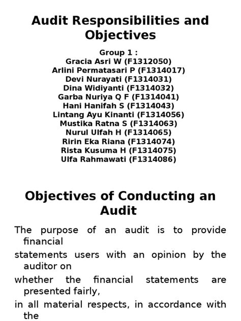 Audit Responsibilities And Objectives Financial Audit Audit