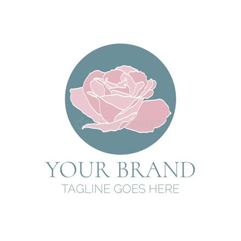 Elegant Pastel Rose Flower Logo Floral Logotype Stock Vector