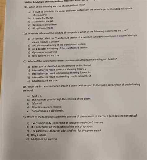 Solved Section 1 Multiple Choice Questions Please Circle