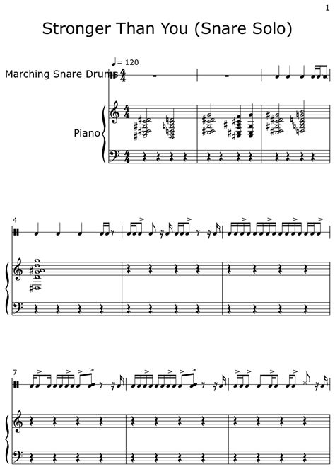 Stronger Than You Snare Solo Sheet Music For Marching Snare Drums