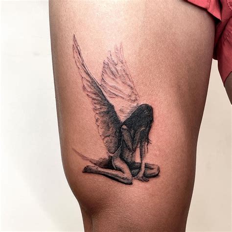 Crying Angel By Novatats In 2025 Silhouette Tattoos Torso Tattoos