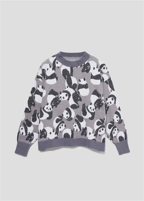 Graphic Long Sleeve Knit Rolling Pandas Via Artists