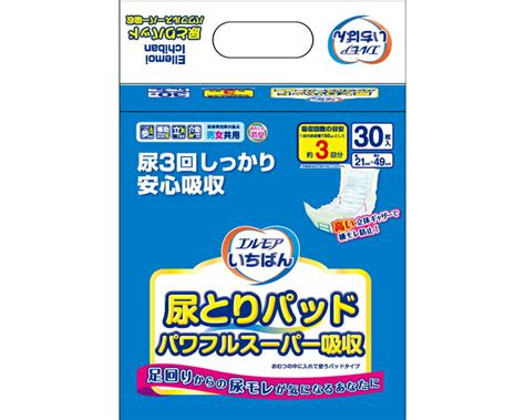 【楽天市場】エルモアいちばん 尿とりパッドパワフルスーパー吸収 455381 30枚 8個入り カミ商事 │ 尿取りパッド パッドタイプ