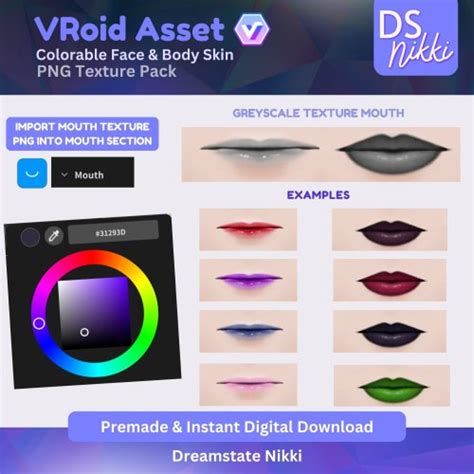 Vroid Skin Texture Pack For Vtubers Face Body Eyelashes Makeup