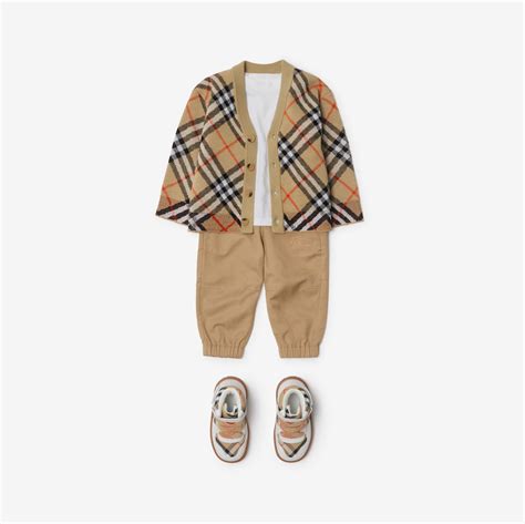 格纹羊毛开衫 沙色 Burberry® 博柏利官网