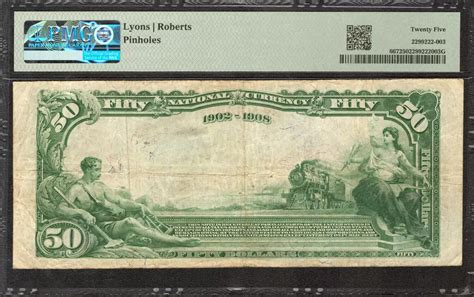 1902 50 First National Banknote Currency North Bend Nebraska Pmg 25 Vf