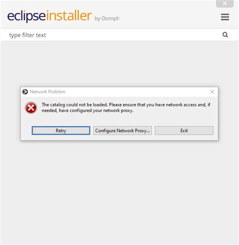 Eclipse Oomph Installer Error The Catalog Could Not Be Loaded