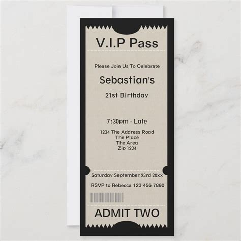 Vip Pass Party Admission Ticket Invitation Zazzle Ticket Invitation