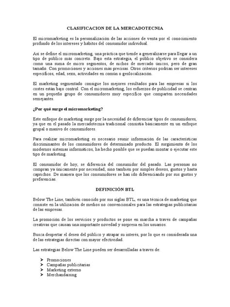 Clasificacion De La Mercadotecnia Act 3 Pdf Marketing Publicidad