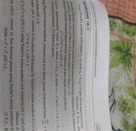 PROBLEMS Ussing Picards Method Solve StudyX