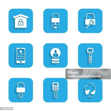 계정 만들기 화면 리모컨이 있는 자동차 키 깨지거나 금이 간 잠금 장치 키 잠금 및 모바일 그래픽 암호 수리 및 보호 아래 집을 설정합니다 벡터 그림자에 대한 스톡 벡터