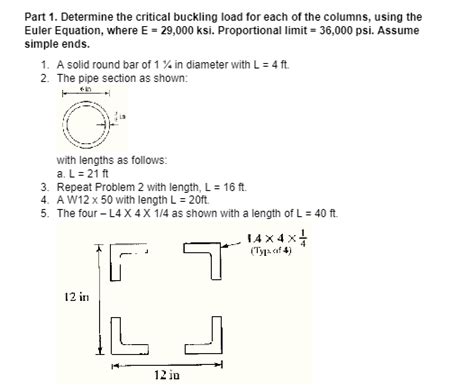 Solved Part 1 Determine The Critical Buckling Load For Each