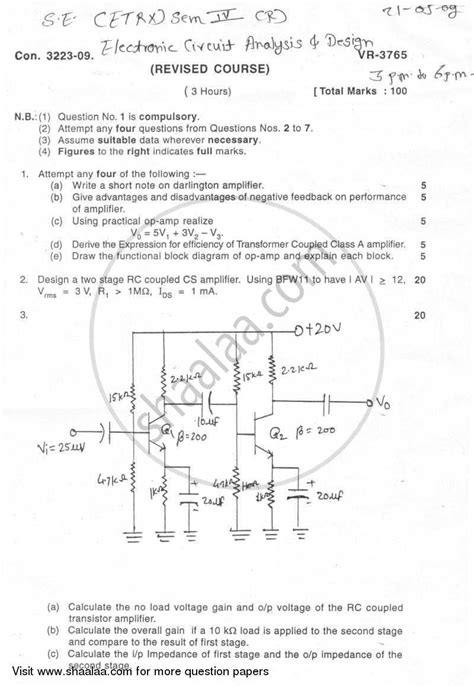 Electronic Circuit Analysis And Design 2008 2009 Be Electronics