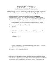 HW7 Math121 Spring2022 Docx Homework 7 Chapters 6 7 Math 121