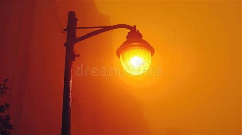 Surreal Close Up Of A Bending Streetlamp Under Scorching Sun Stock
