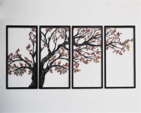 Large Tree Of Life Metal Wall Art Nature Inspired Decor Metal Tree Wall Art Colored Tree