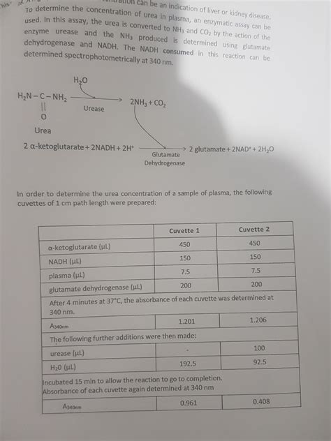 [solved] If The Molar Extinction Coefficient F Nadh At 340 Nm Is 6 22 E3 M Course Hero