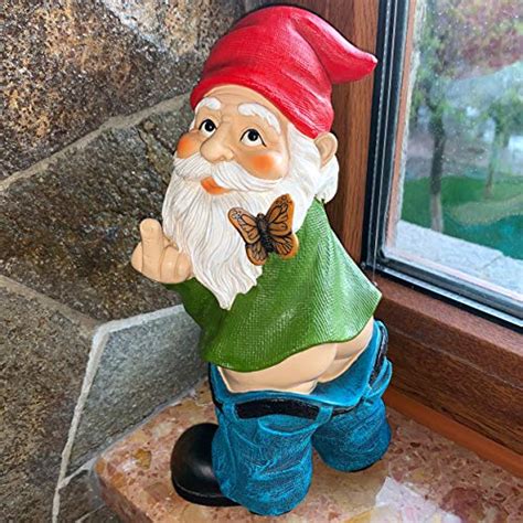 Mood Lab Garden Gnome Pants Down Gnome 93 Inch Tall Statue Lawn