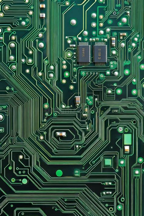 Photograph Of The Electronic Circuit Board On A Processor In A Computer System Stock