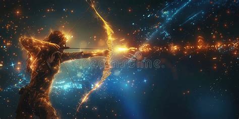 Sagittarius Pulls String Of Bow With An Arrow Symbol Of Constellation