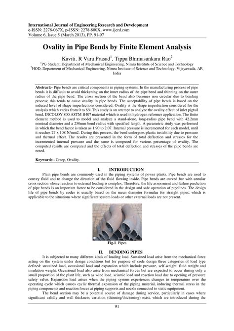 Pdf Ovality In Pipe Bends By Finite Element Analysis