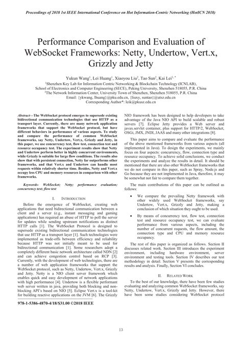 Pdf Performance Comparison And Evaluation Of Websocket Frameworks