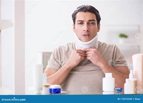 The Man With Neck Brace After Whiplash Injury Stock Image Image Of