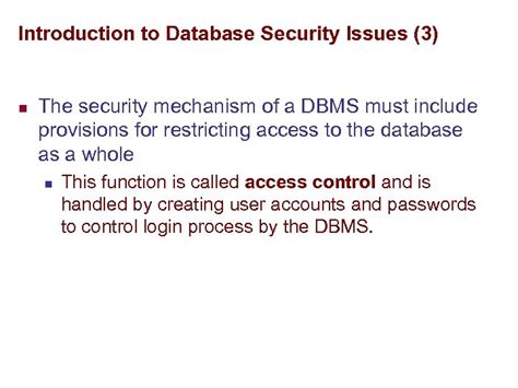 Database Security Introduction To Database Security Issues