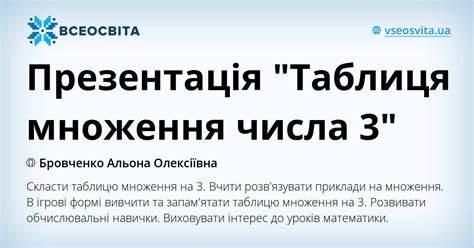 Презентація Таблиця множення числа 3 Презентація НУШ