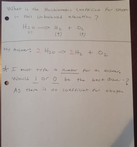 Solved What Is The Stoichiometric Coefficient For Oxygen