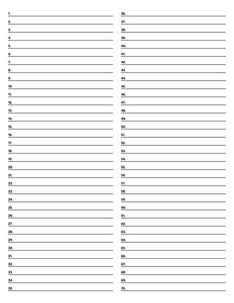 2 Column Numbered Black Lined Paper