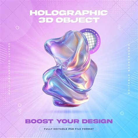 Futuristic Holographic Chrome Liquid Metal Blobs Shapes Illustration