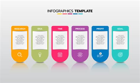비즈니스 인포그래픽 템플릿 프로세스에는 간단한 기하학 사각형 직사각형 원형 삼각형 가는 선 아이콘과 6개의 옵션 또는 단계가 있는 평면 디자인 템플릿의 곡선이 있습니다 벡터