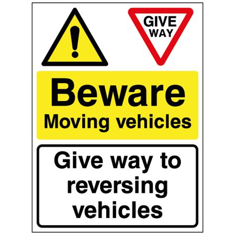 Beware Moving Vehicles Give Way To Reversing Vehicles Sign Ref Tr14