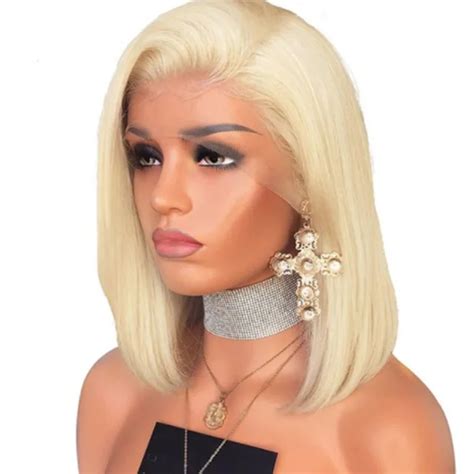 13x6 Straight Lace Front Short Bob Wigs 613 Blonde Remy Brazilian Lace