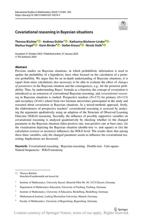 Pdf Covariational Reasoning In Bayesian Situations