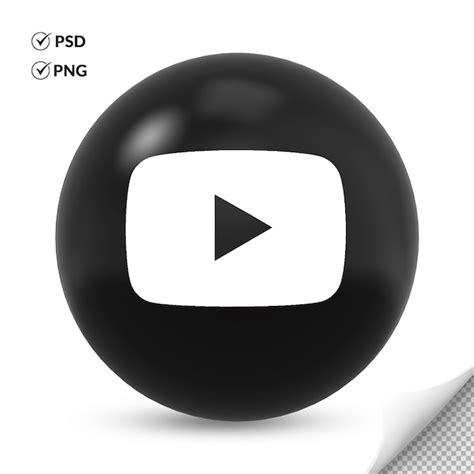 3d круглый черно белый значок логотипа Youtube Премиум Psd Файл