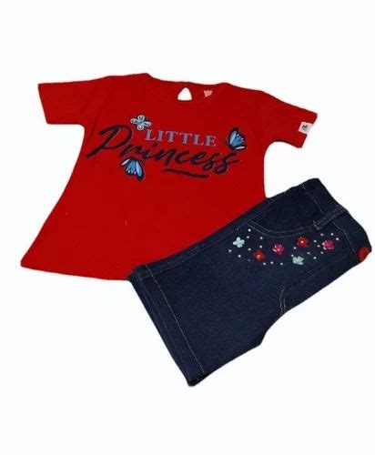 Girls Red Cotton Top Capri Set At ₹ 200piece Girls Printed Tops In